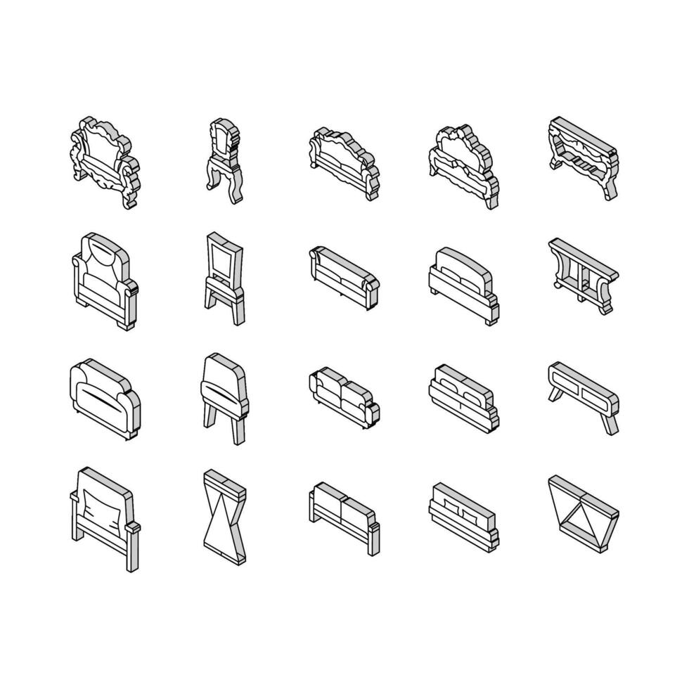 Furniture Luxury Interior Home Isometric Icons Set Vector 39841409