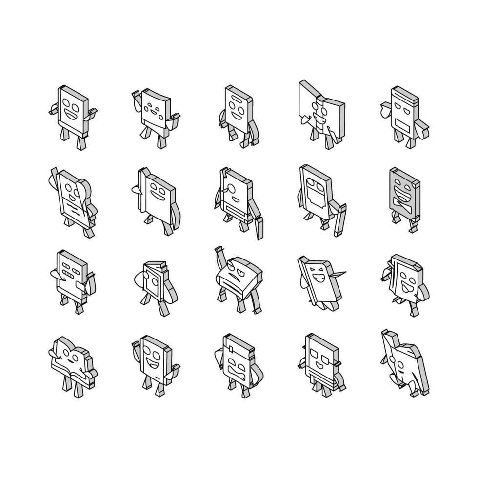 Book Character Education Library Isometric Icons Set Vector 39841423