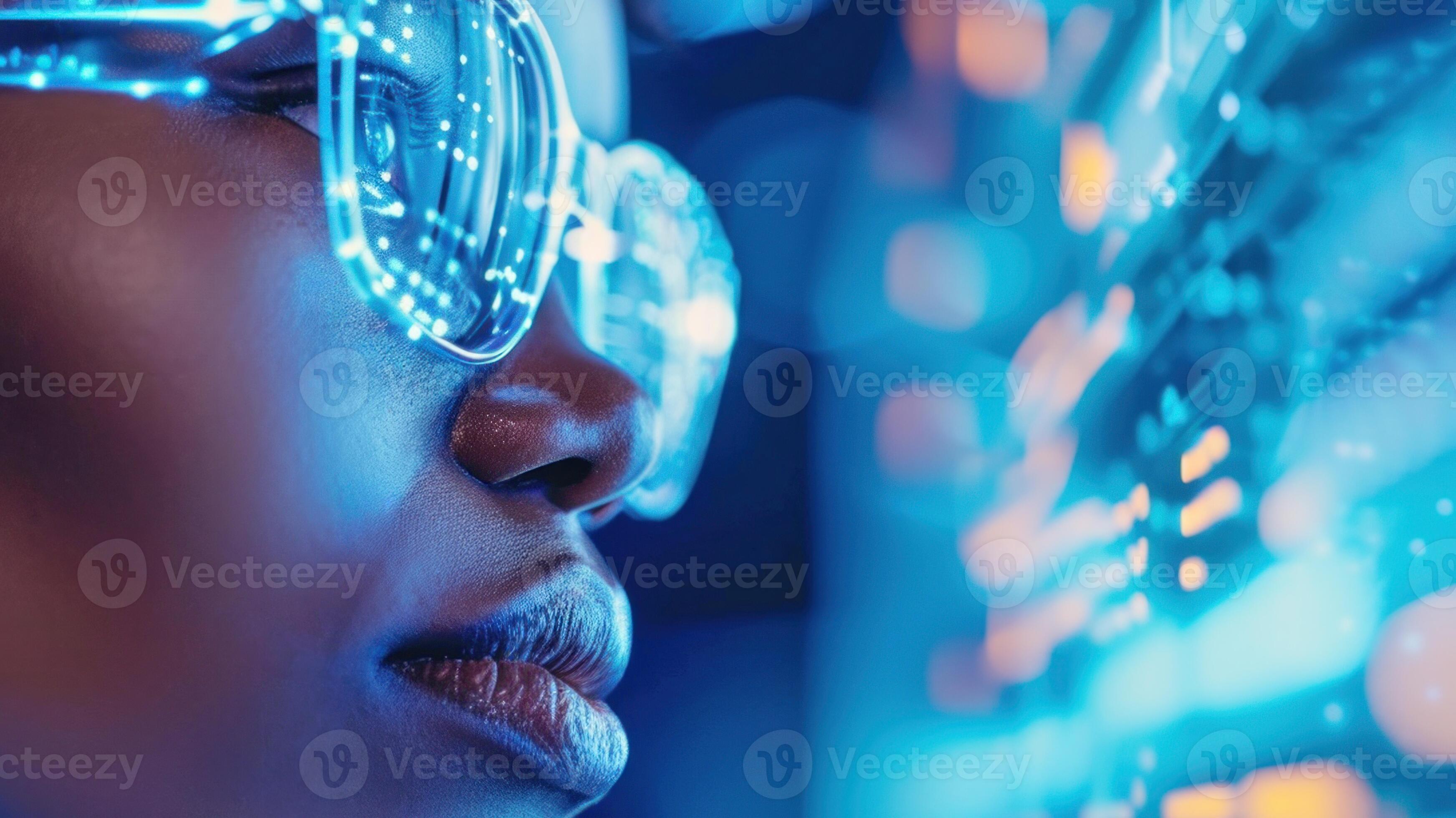 Ai Generated African American Woman With Visionary Tech Glasses Ai Generated 39842283 Stock