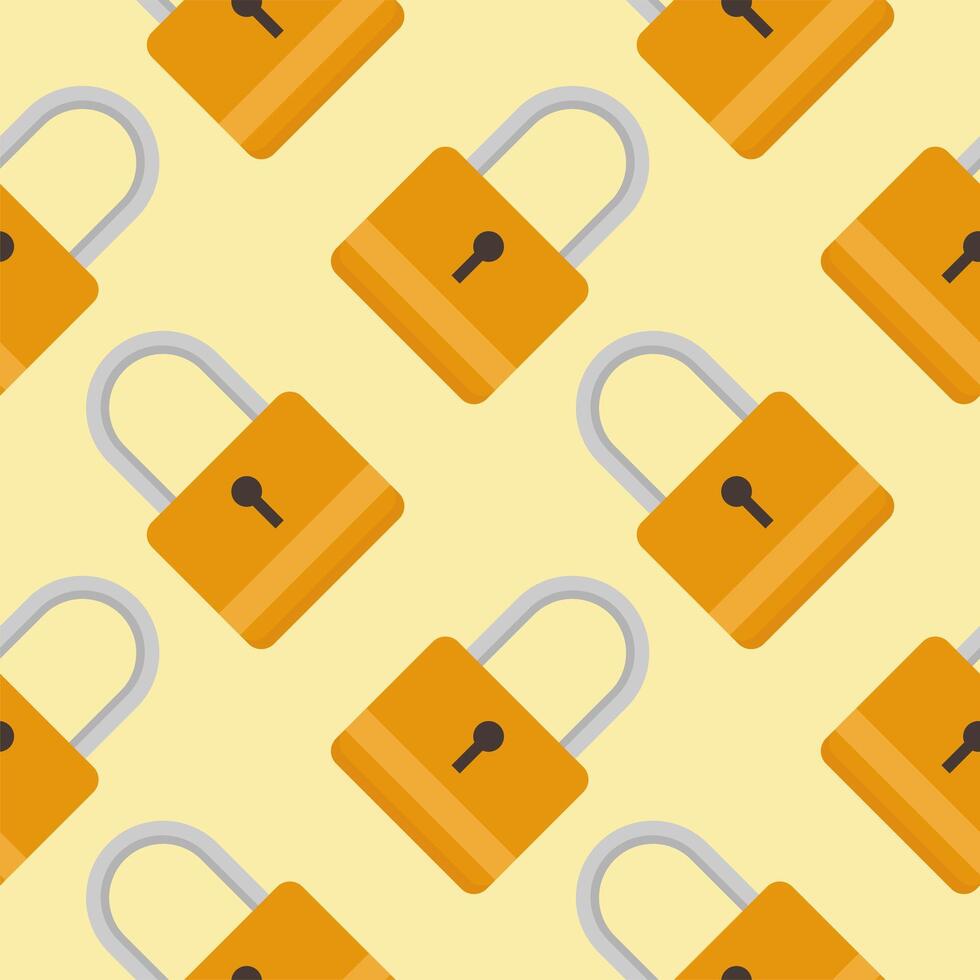 Yellow Padlocks Seamless Pattern With Colorful Locks On A Color Background Vector Cyber Attack