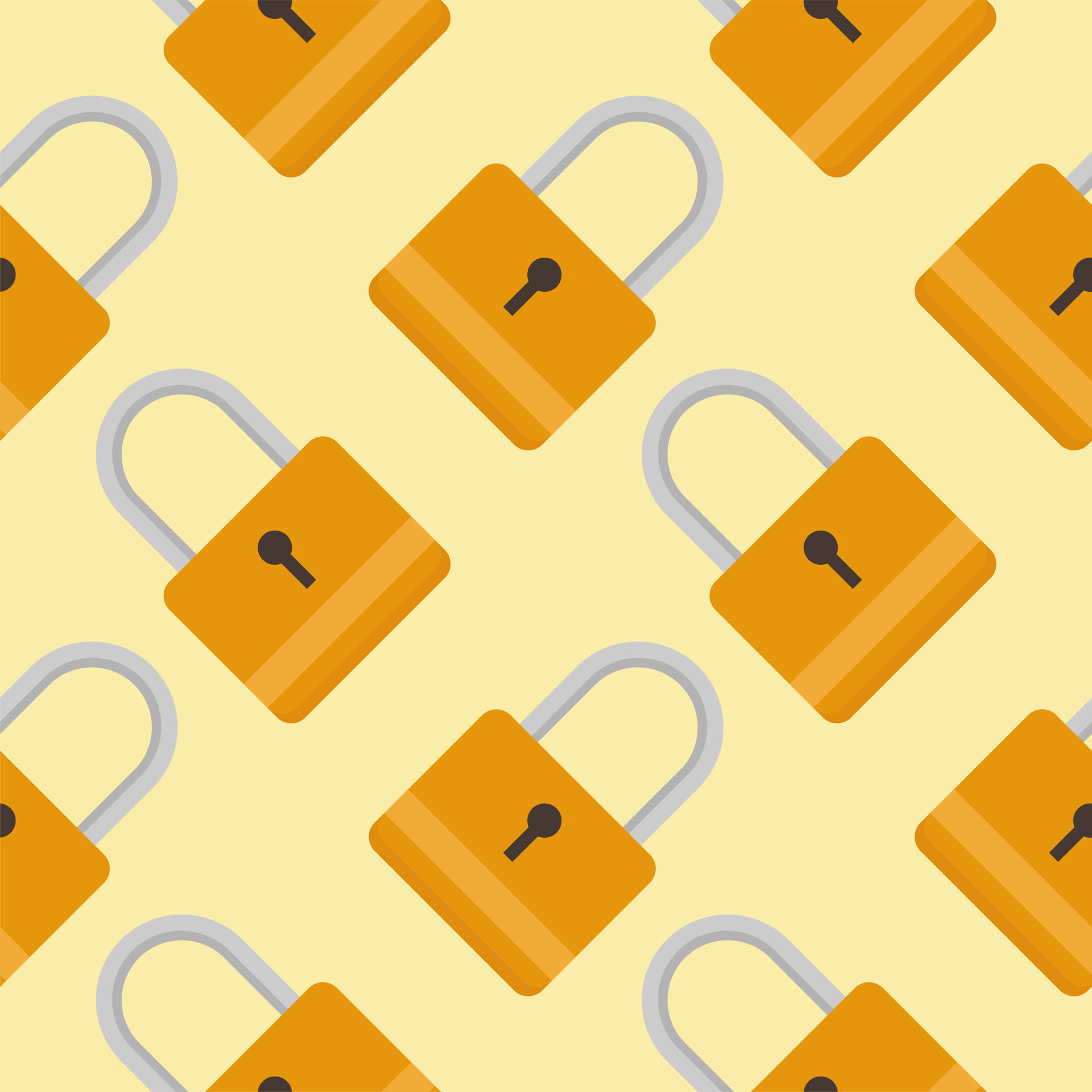 Yellow padlocks. Seamless pattern with colorful locks on a color ...
