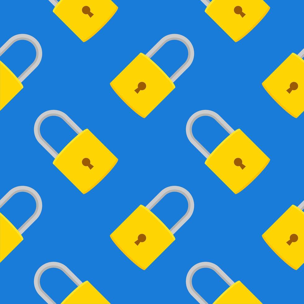 Yellow Padlocks Seamless Pattern With Colorful Locks On A Color Background Vector Cyber Attack