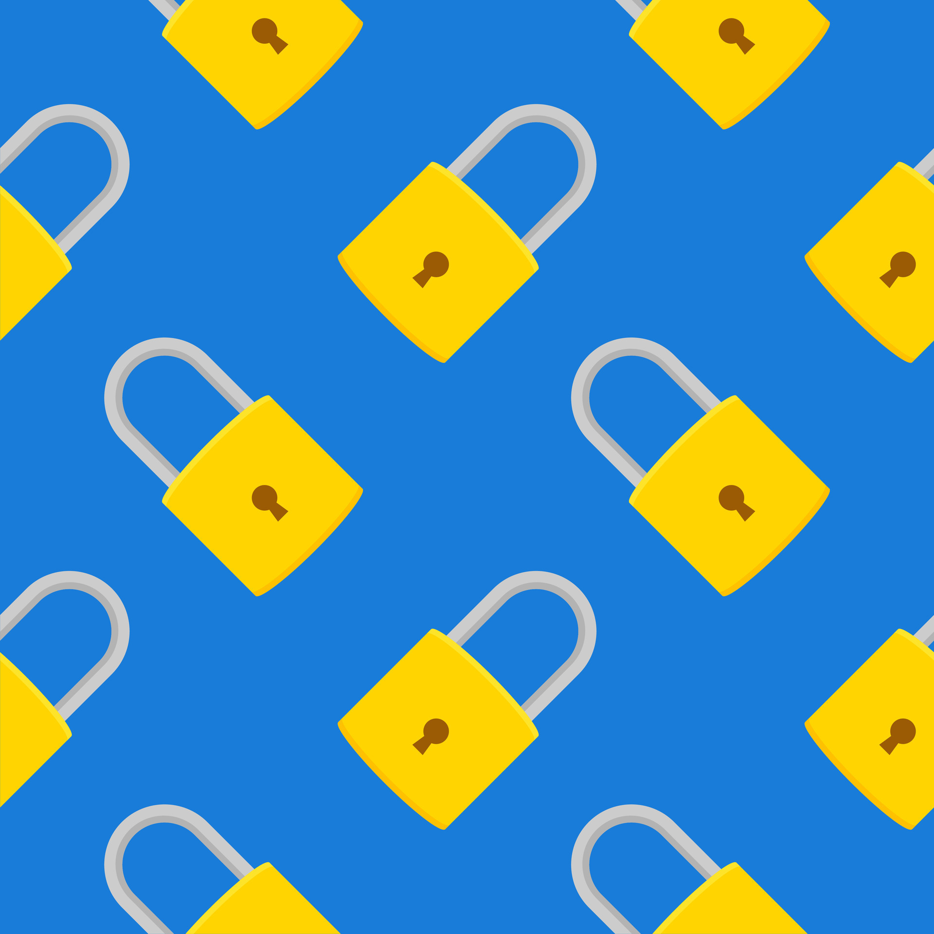 Yellow padlocks. Seamless pattern with colorful locks on a color ...
