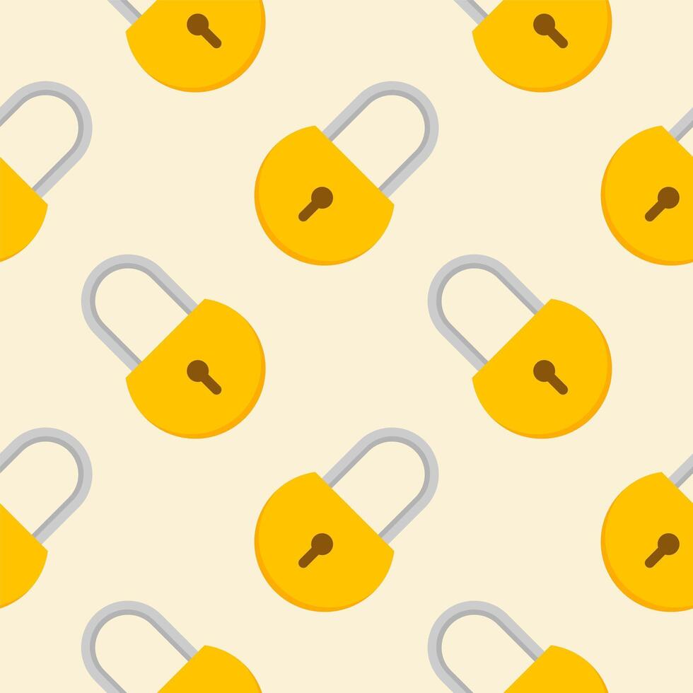 Yellow Padlocks Seamless Pattern With Colorful Locks On A Color