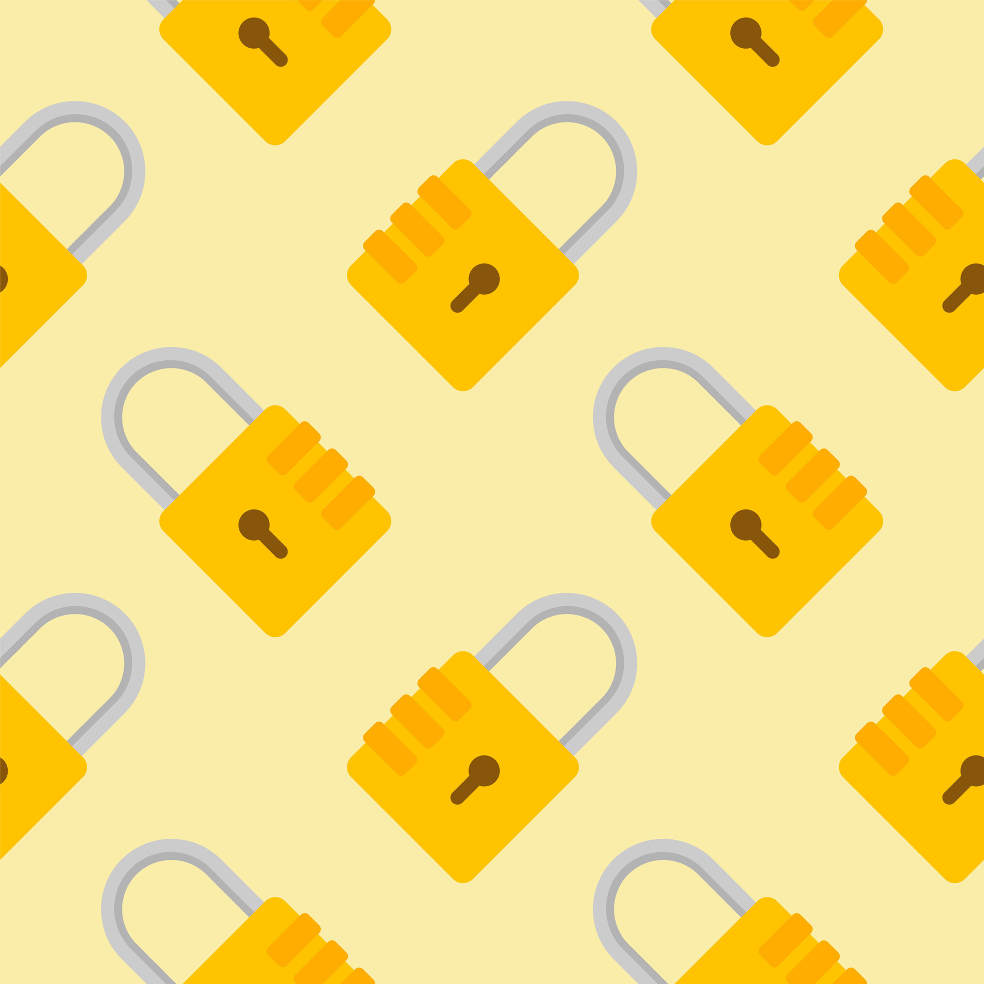 Yellow Padlocks Seamless Pattern With Colorful Locks On A Color