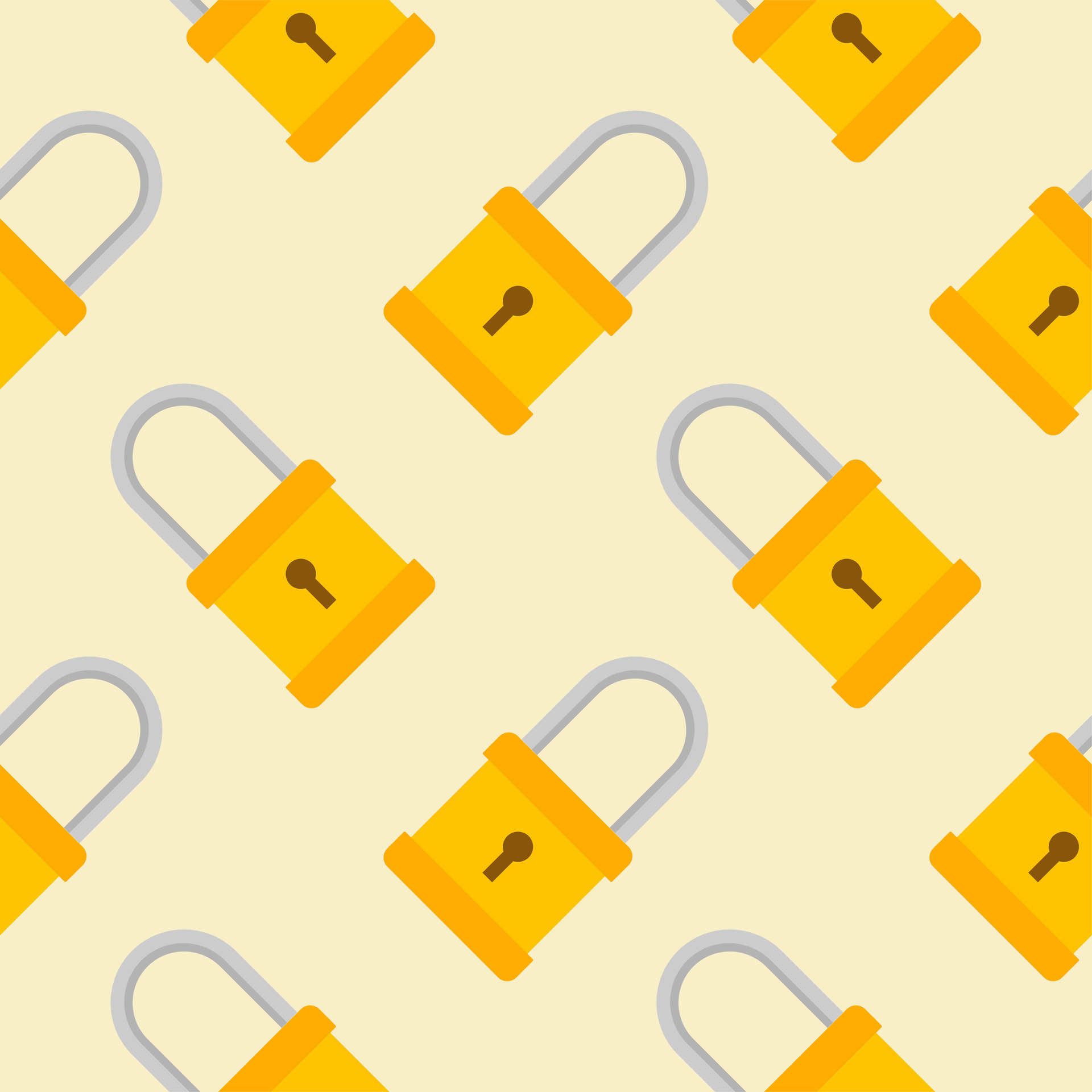 Yellow Padlocks Seamless Pattern With Colorful Locks On A Color Background Lock Sign Seamless