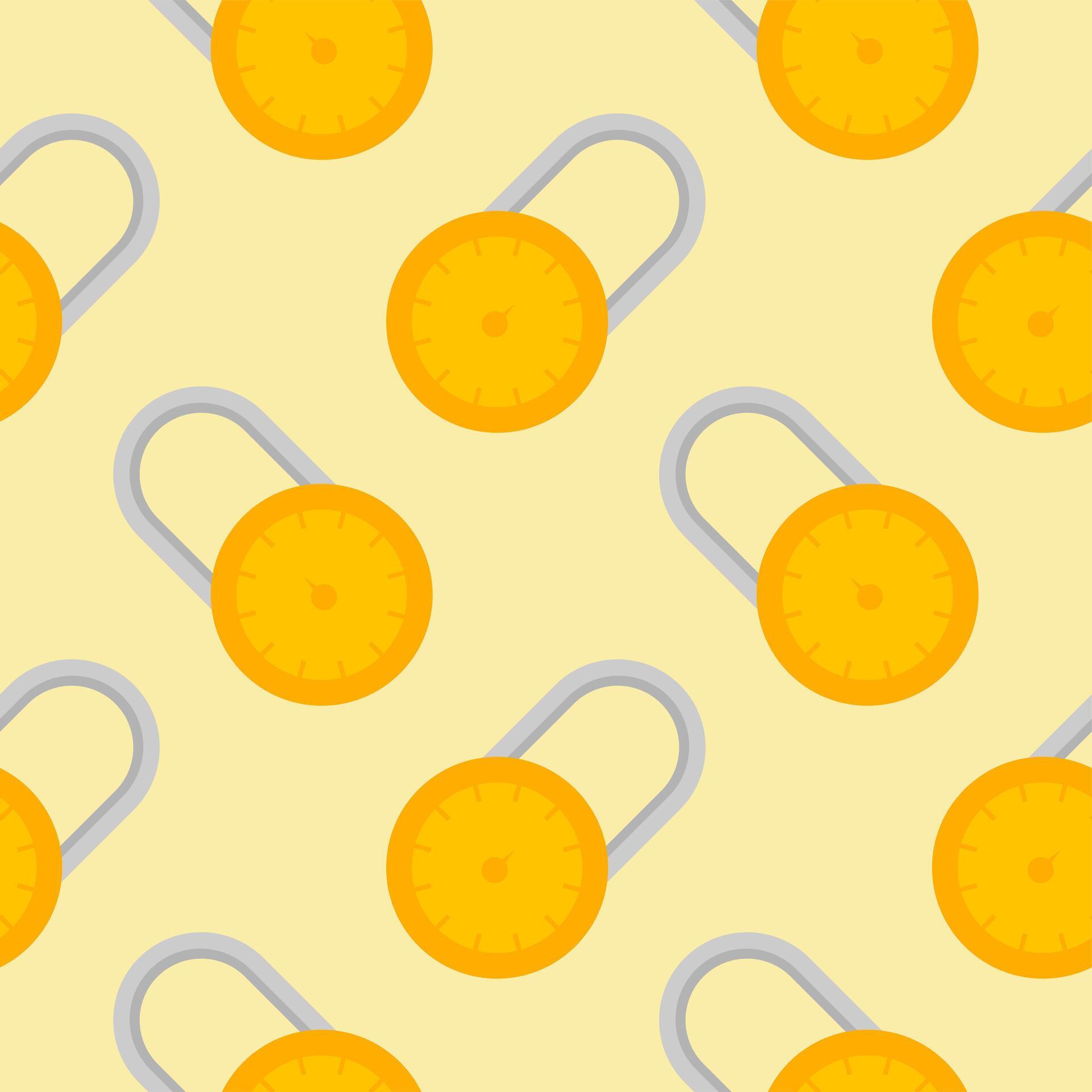Yellow Padlocks Seamless Pattern With Colorful Locks On A Color