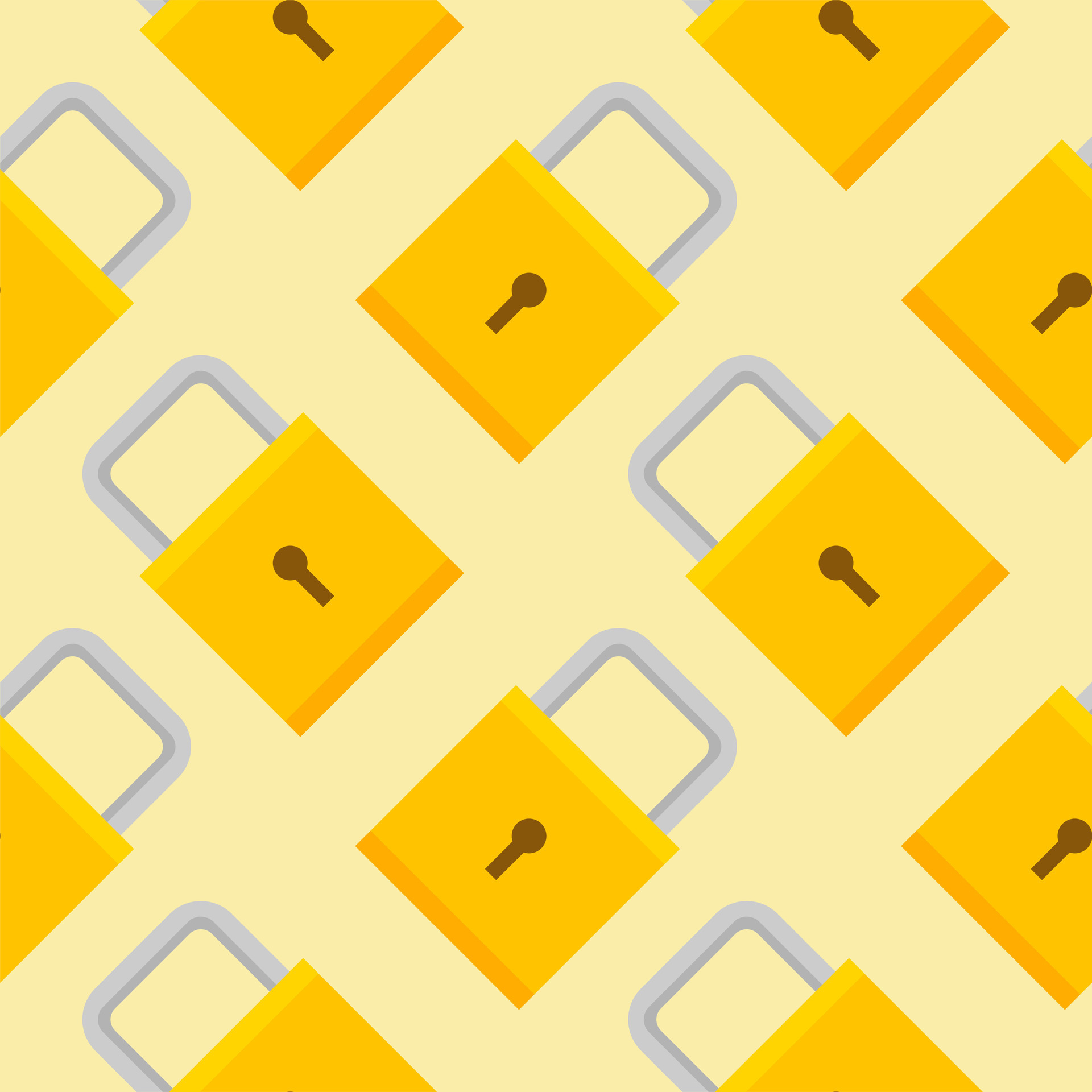 Yellow Padlocks Seamless Pattern With Colorful Locks On A Color