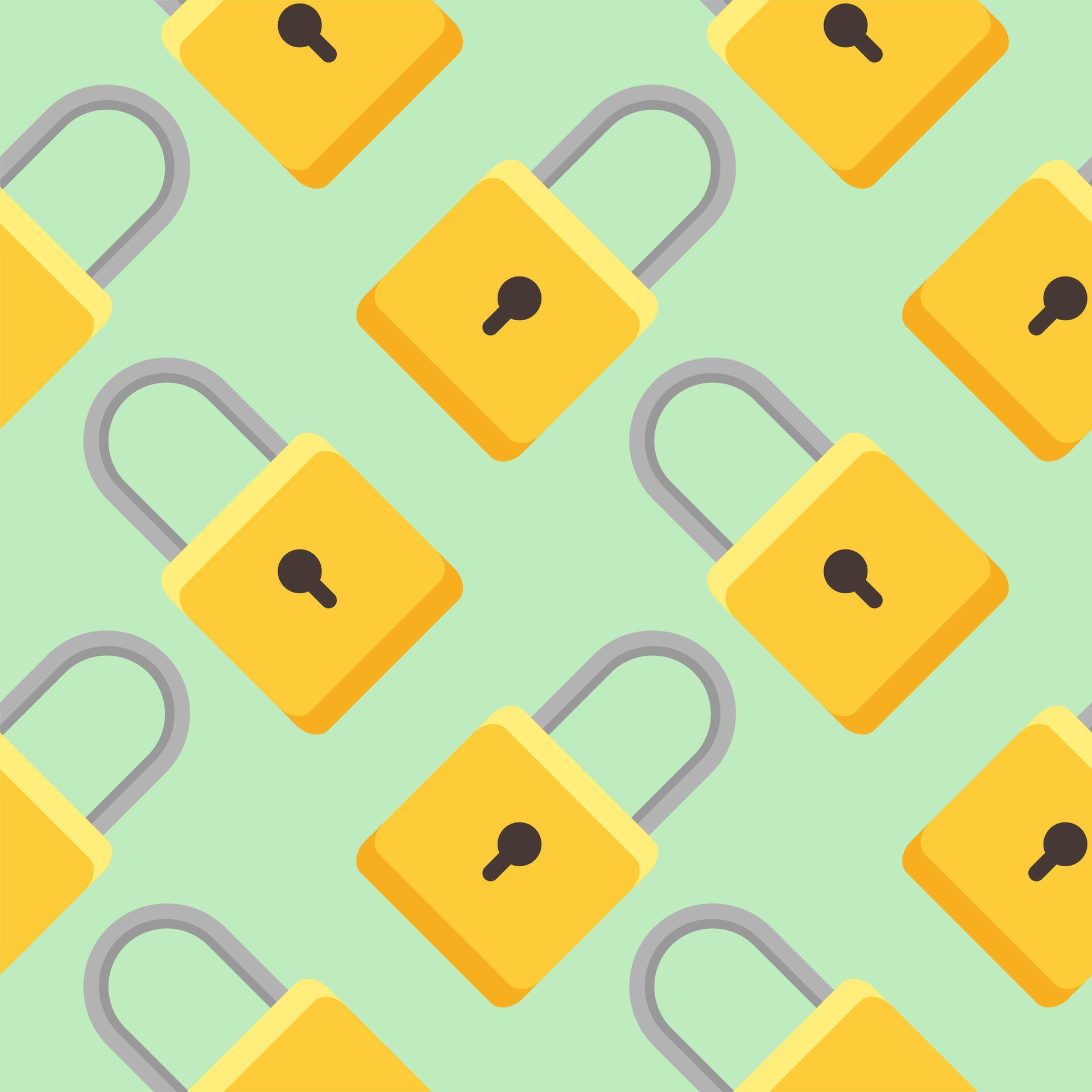 Yellow padlocks. Seamless pattern with colorful locks on a color ...