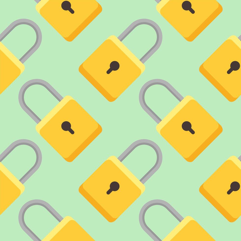 Yellow Padlocks Seamless Pattern With Colorful Locks On A Color Background Vector Cyber Attack