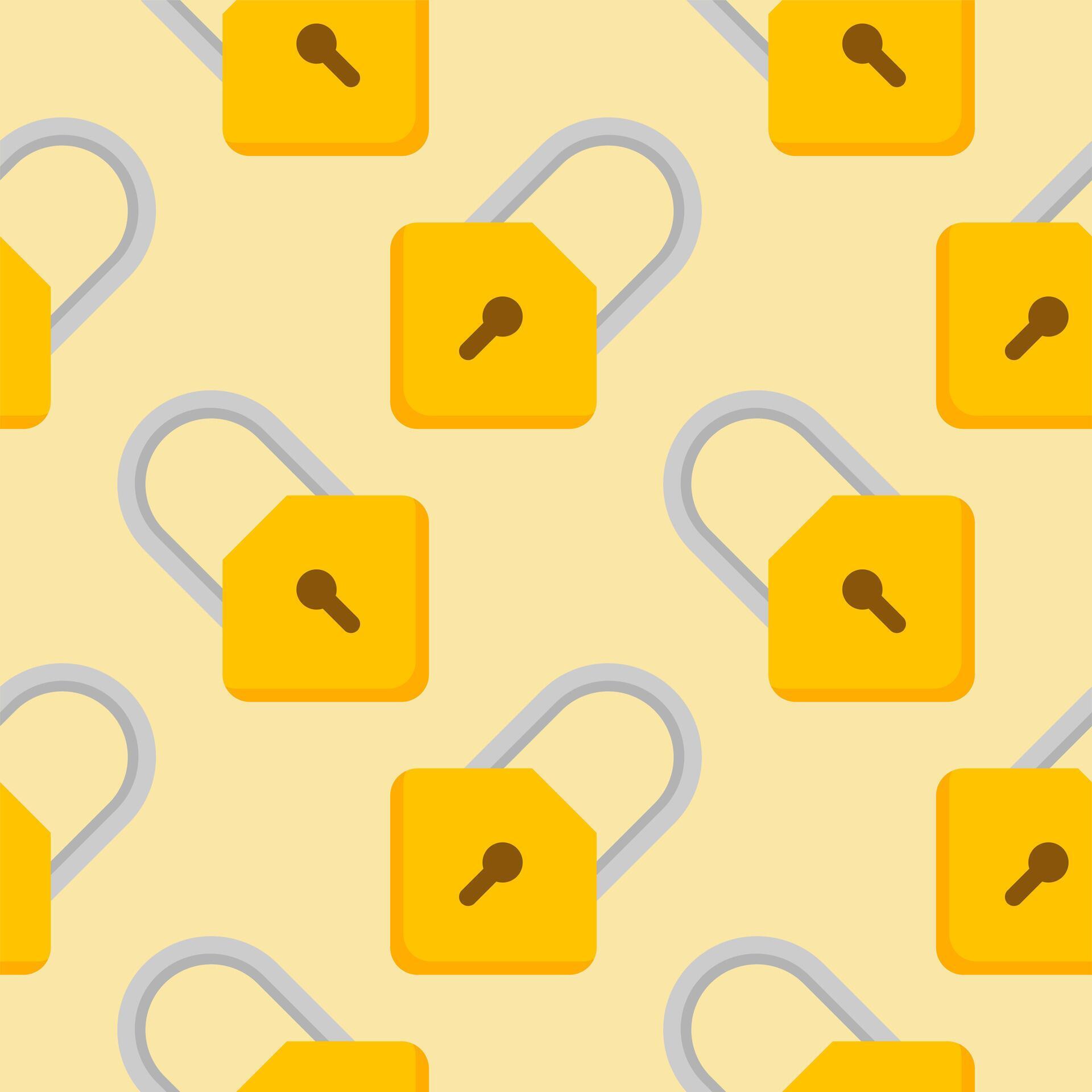 Yellow Padlocks Seamless Pattern With Colorful Locks On A Color
