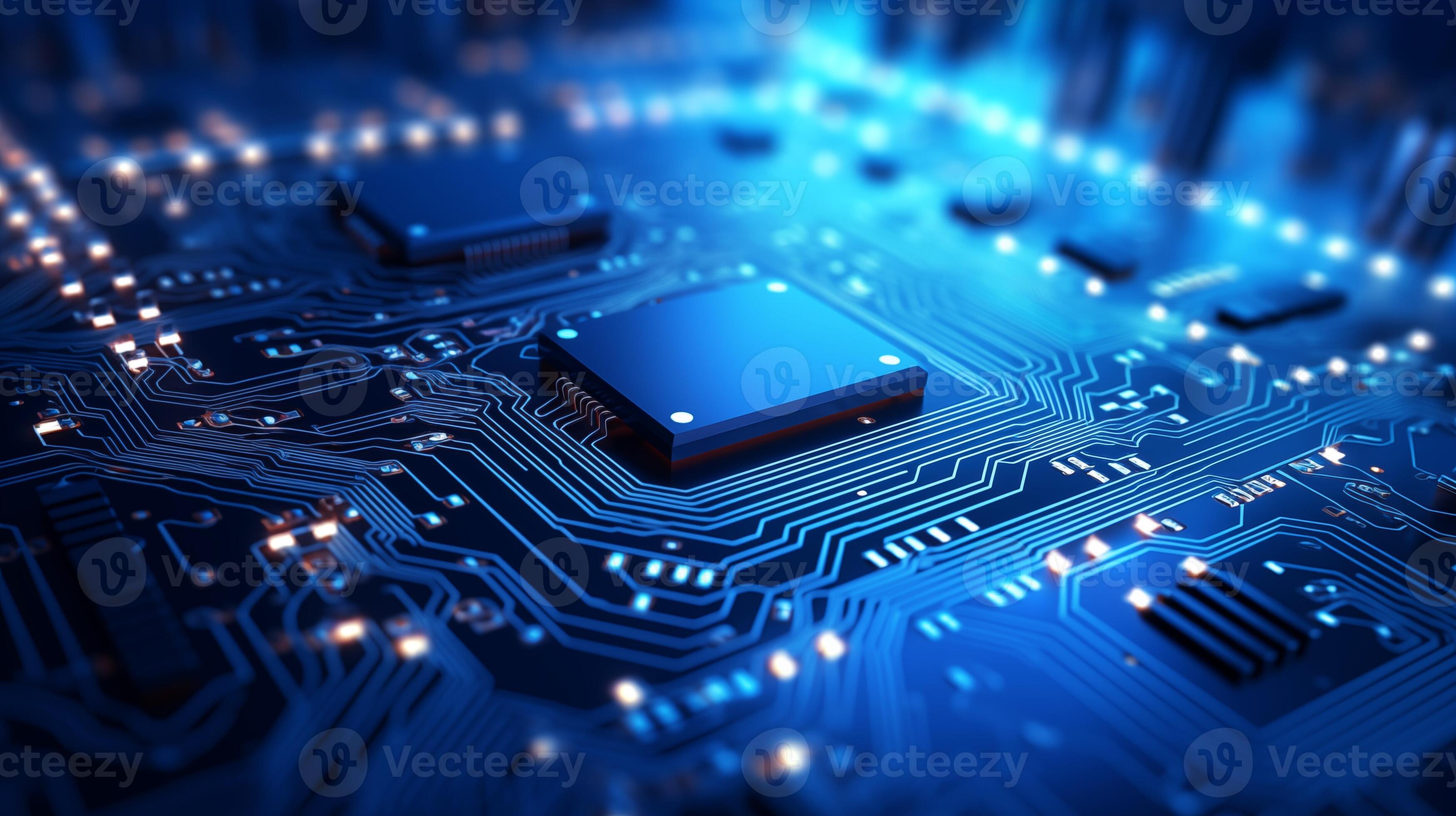 AI generated computer circuit board Information and Technology, Blue ...