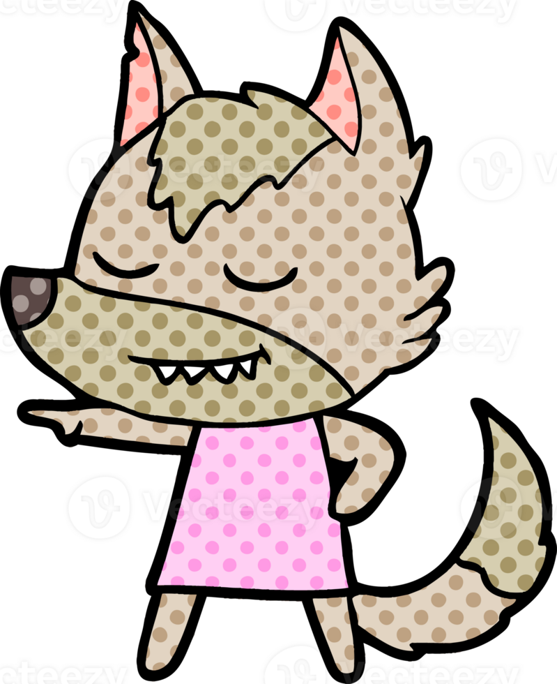 Friendly Cartoon Wolf Girl Pointing 39852049 Png