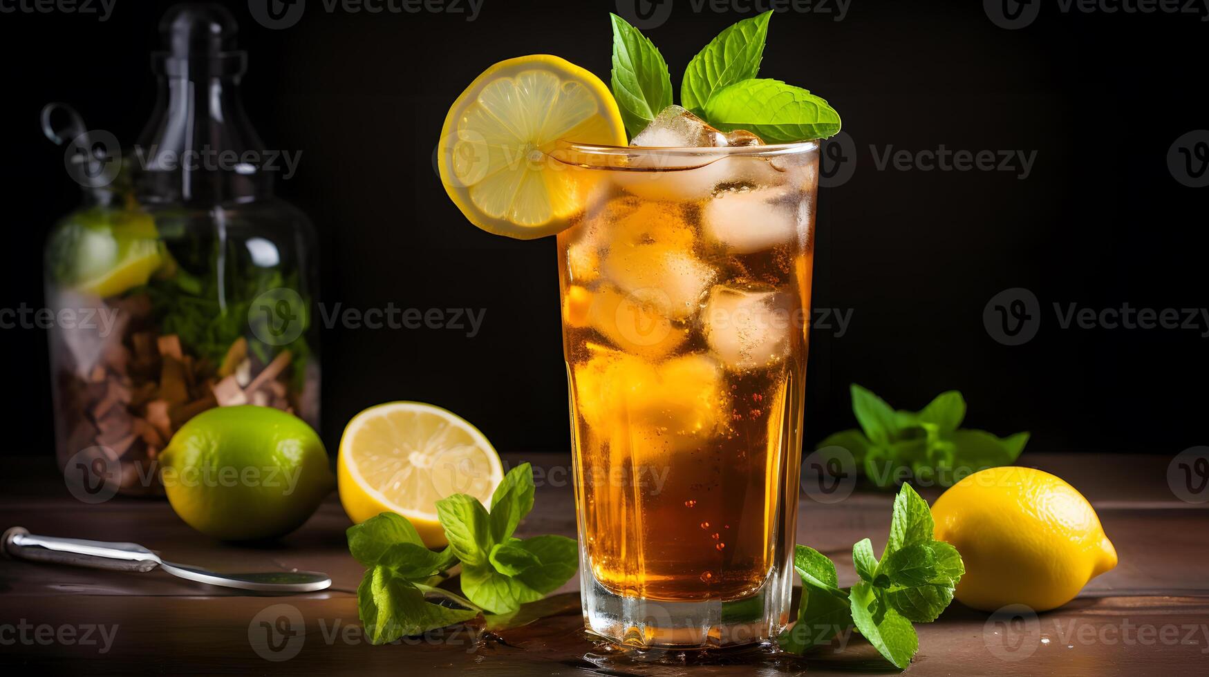AI generated Iced tea with lemon slices and mint. Neural network AI generated 39853585 Stock ...