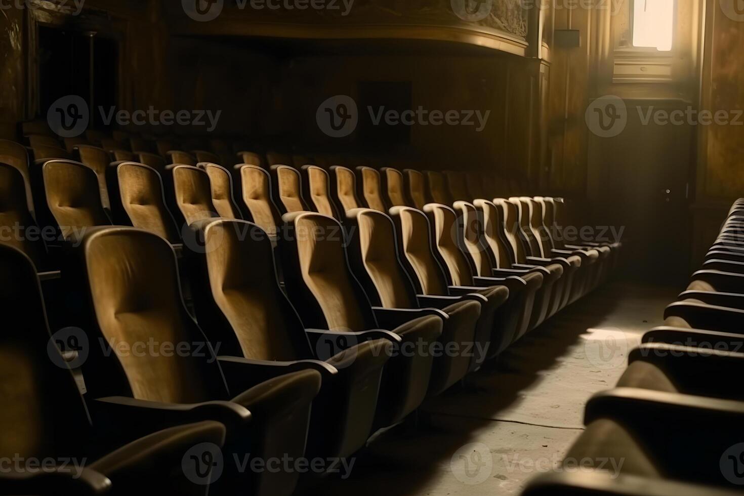 AI generated Empty cinema hall with red seats. Movie theatre. Neural ...