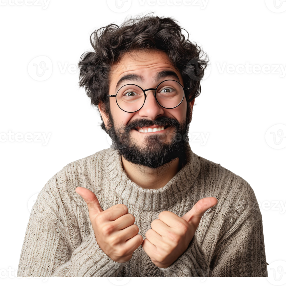 AI generated Young handsome man with beard wearing casual sweater and ...