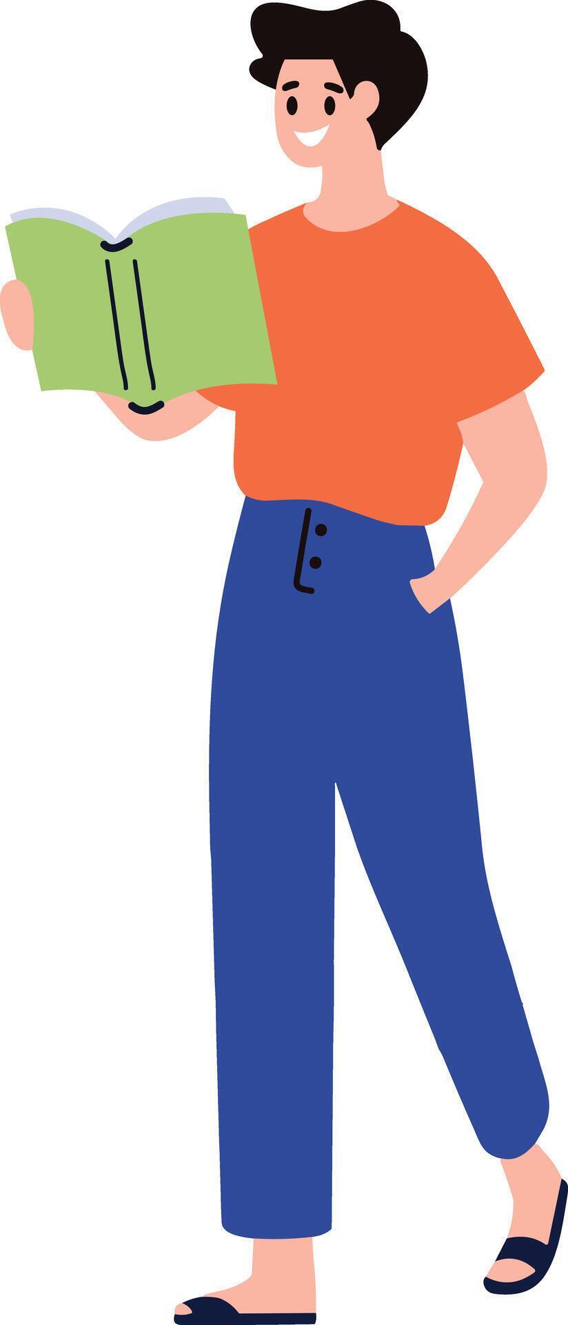 A Man Reading Book Flat Style Isolated On Background 39862947 Vector