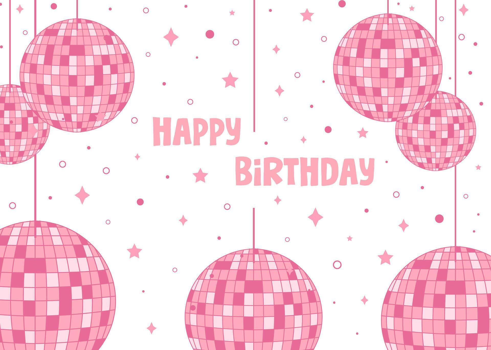 Happy Birthday invitation card design. Disco party invitation template ...