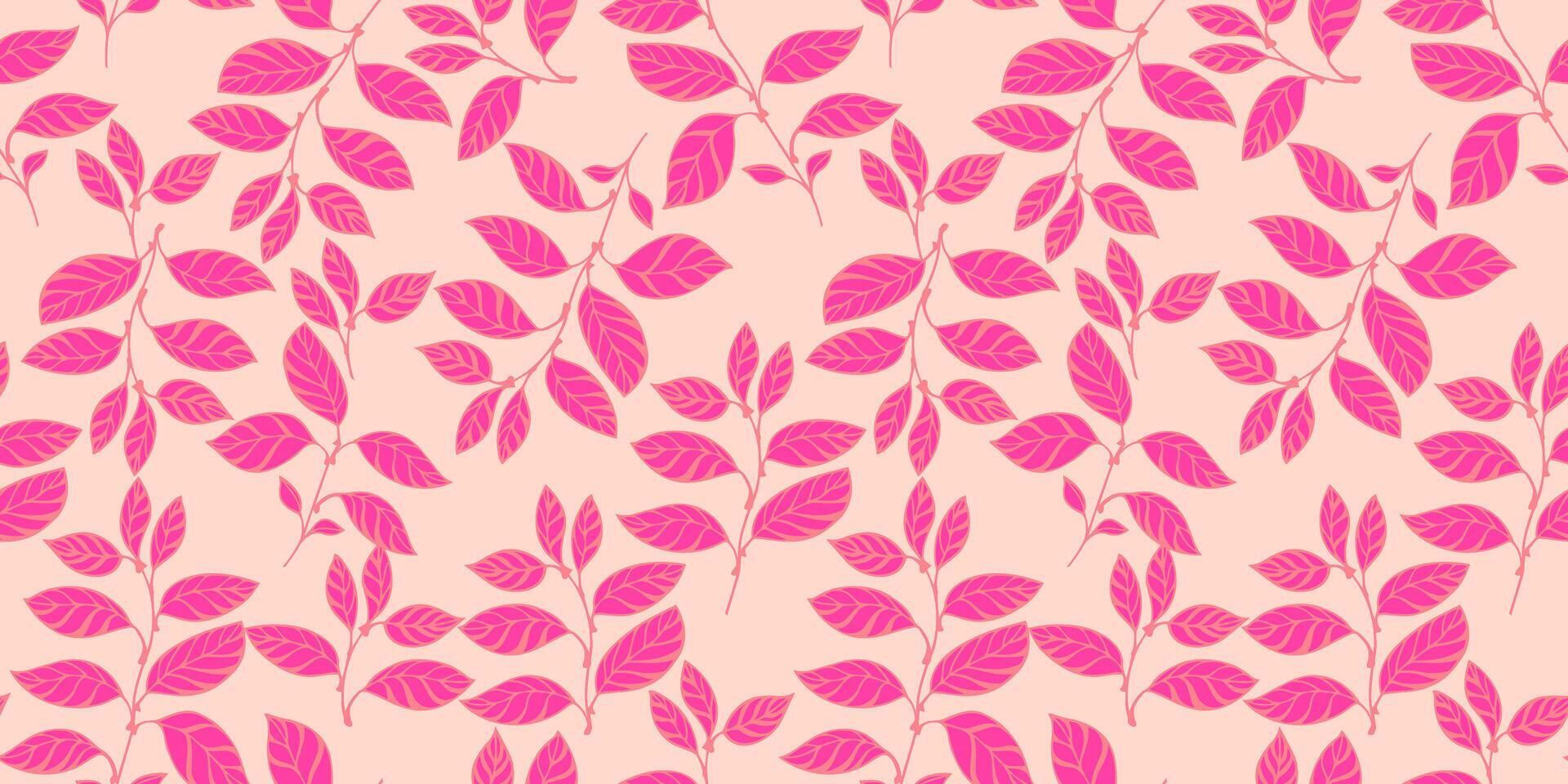 Creative, abstract, modern, pink leaves branches intertwined in a ...
