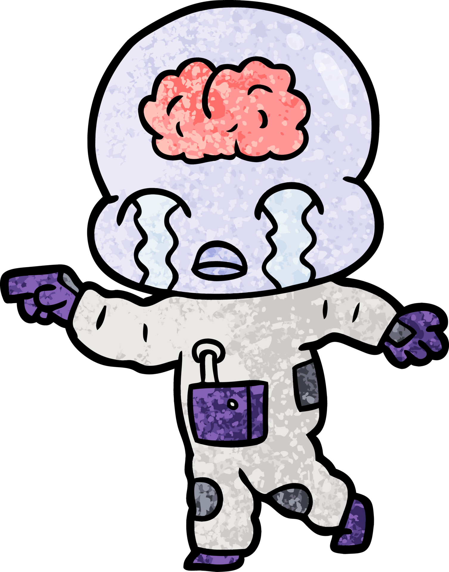 Cartoon Big Brain Alien Crying 39865933 Png