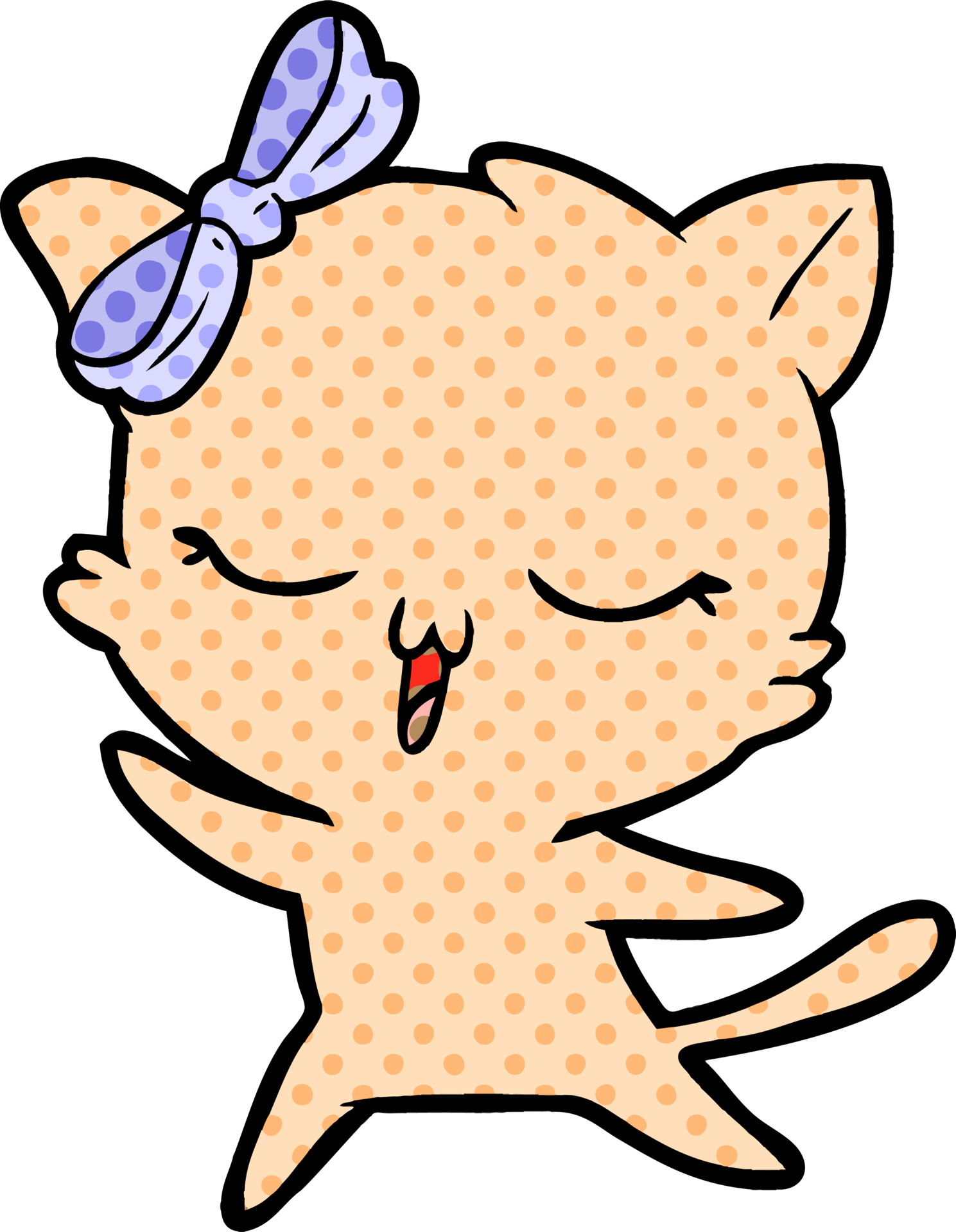 Cartoon Dancing Cat With Bow On Head 39868171 Png