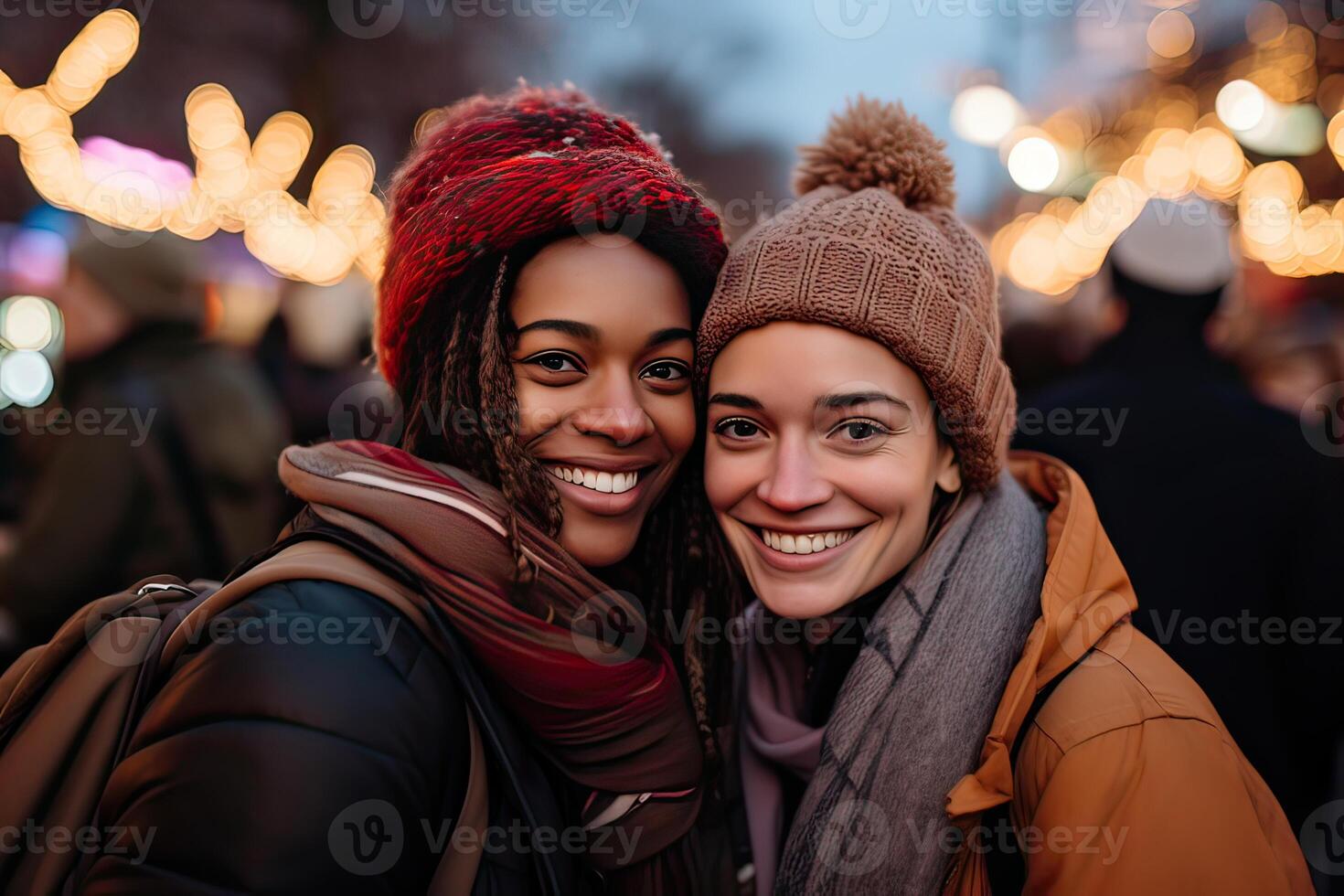 Ai Generated Happy Smiling Lesbian Couple In Love Girlfriends Hugging