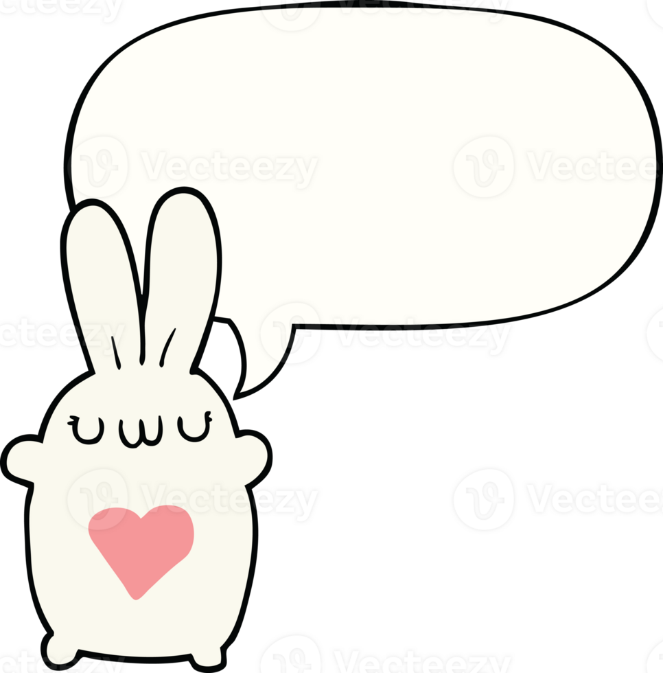 Cute Cartoon Rabbit With Love Heart With Speech Bubble 39878776 Png