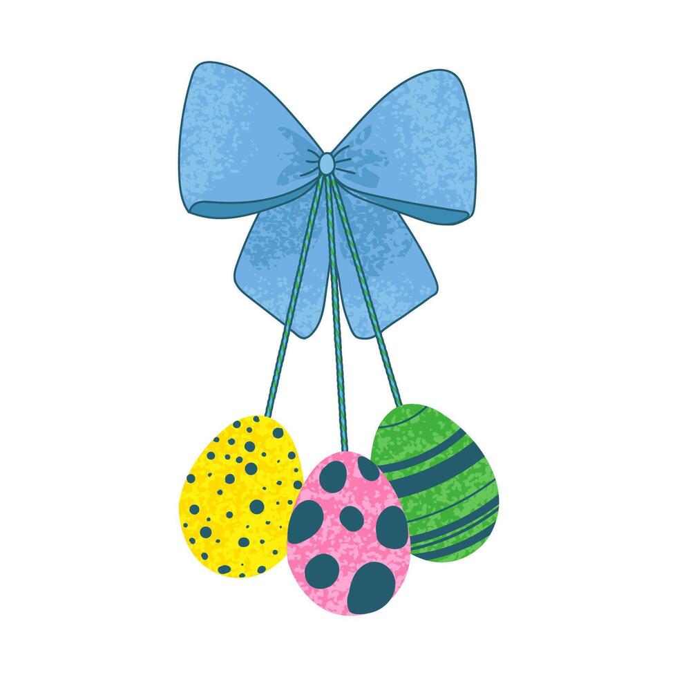 Vector Colorful Illustration Of Easter Egg Decoration With Bow Isolated On White Background