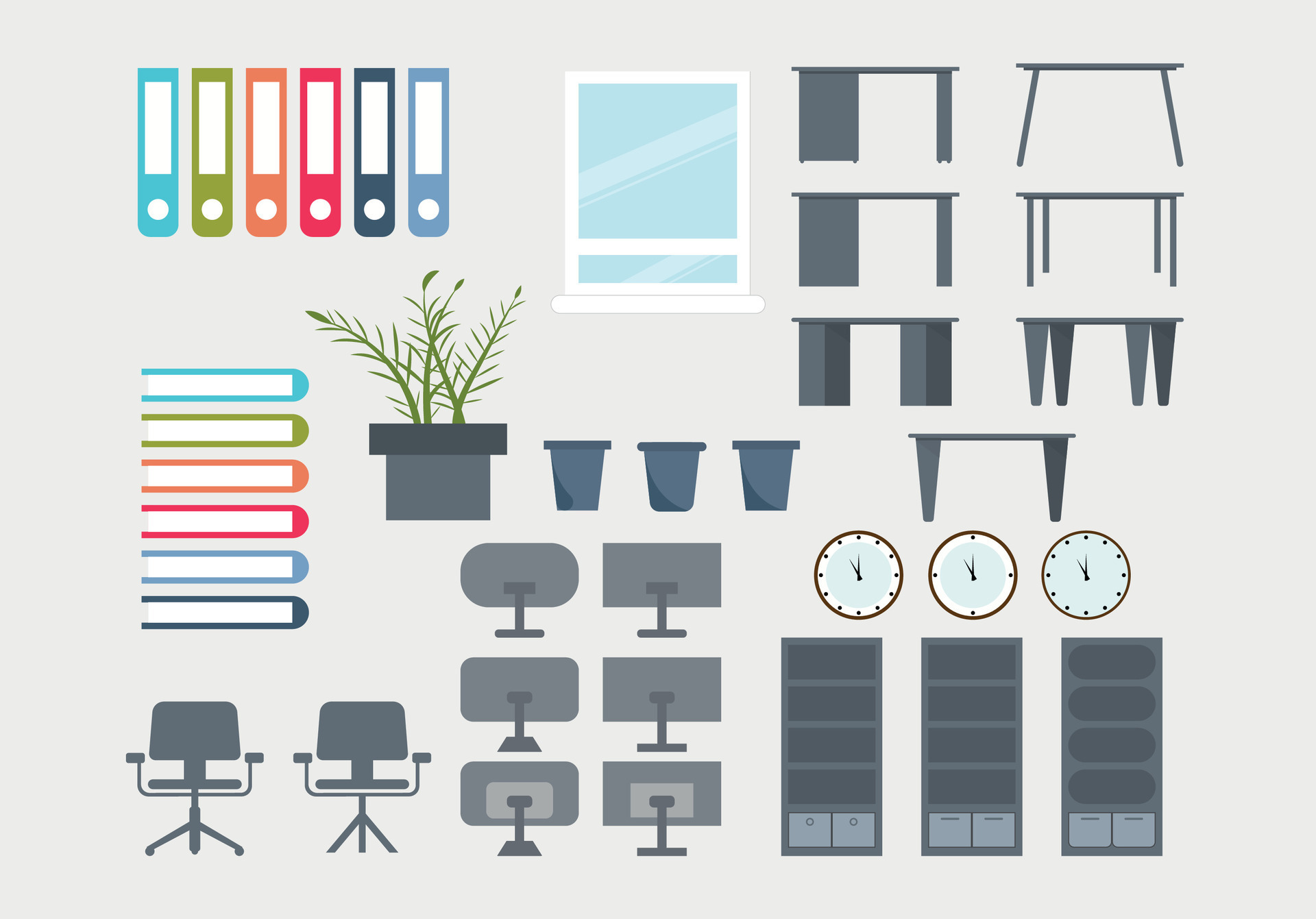 Vector Collection Of Modern Trendy Flat Business And Office Furniture Icons 39881182 Vector Art
