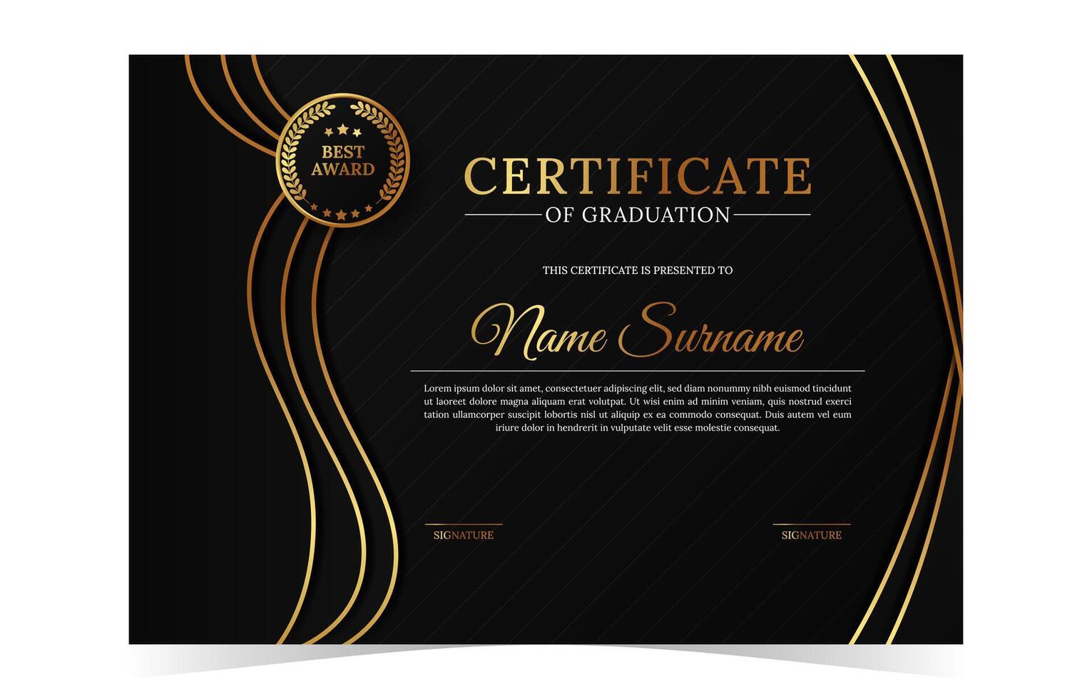 Black Gold Wave Certificate Template 39884324 Vector Art At Vecteezy