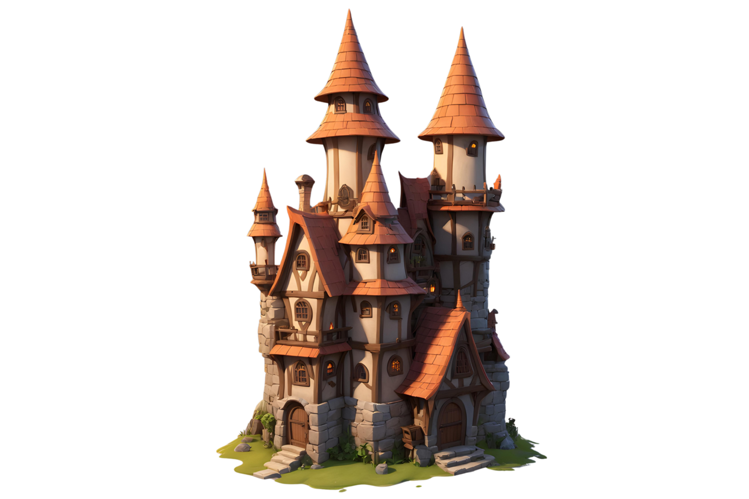 Ai Generated Cartoon Home Mage Tower Forest Cute Home Set 39887058 Png