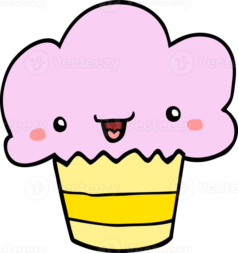 Cartoon Cupcake With Face 39890656 Png