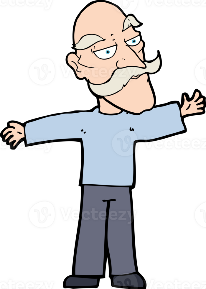 Cartoon Old Man Spreading Arms Wide 39895349 Png