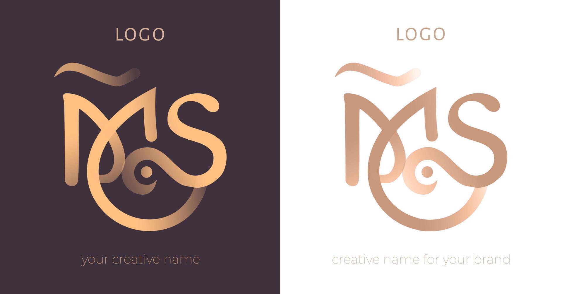 M and S letter logo design template. Initials M and S monogram icon. Creative letters MS for ...