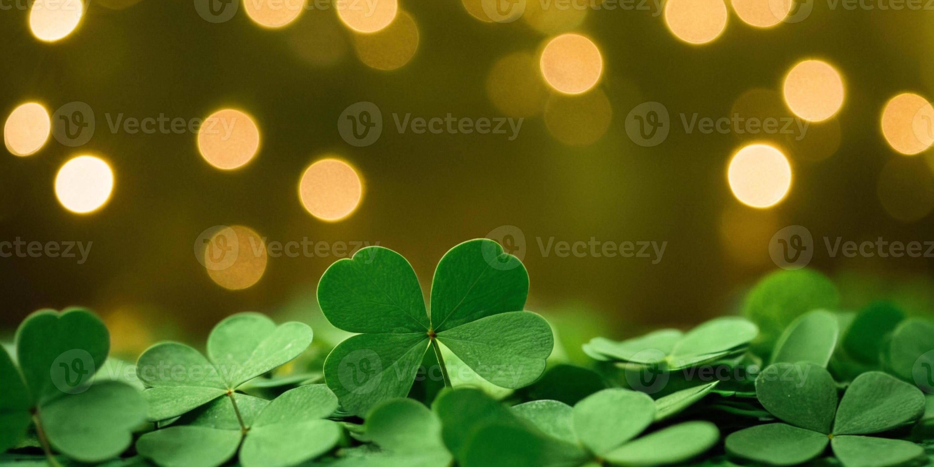 Ai Generated Clover Shamrocks Golden Coins And Bokeh Festive Image