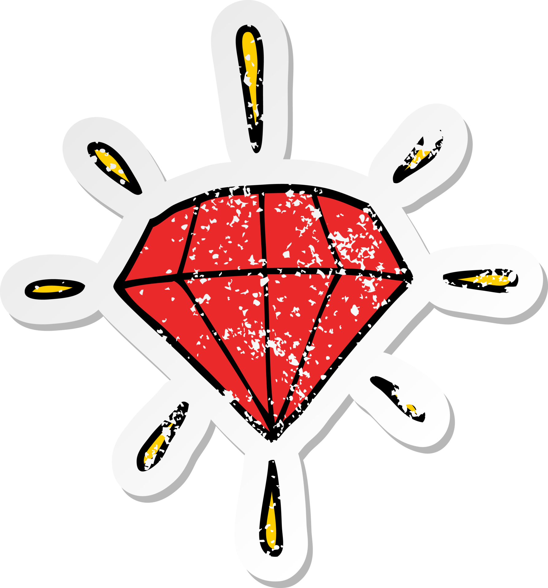Pegatina Angustiada De Un Diamante De Tatuaje De Dibujos Animados 39908955 Png