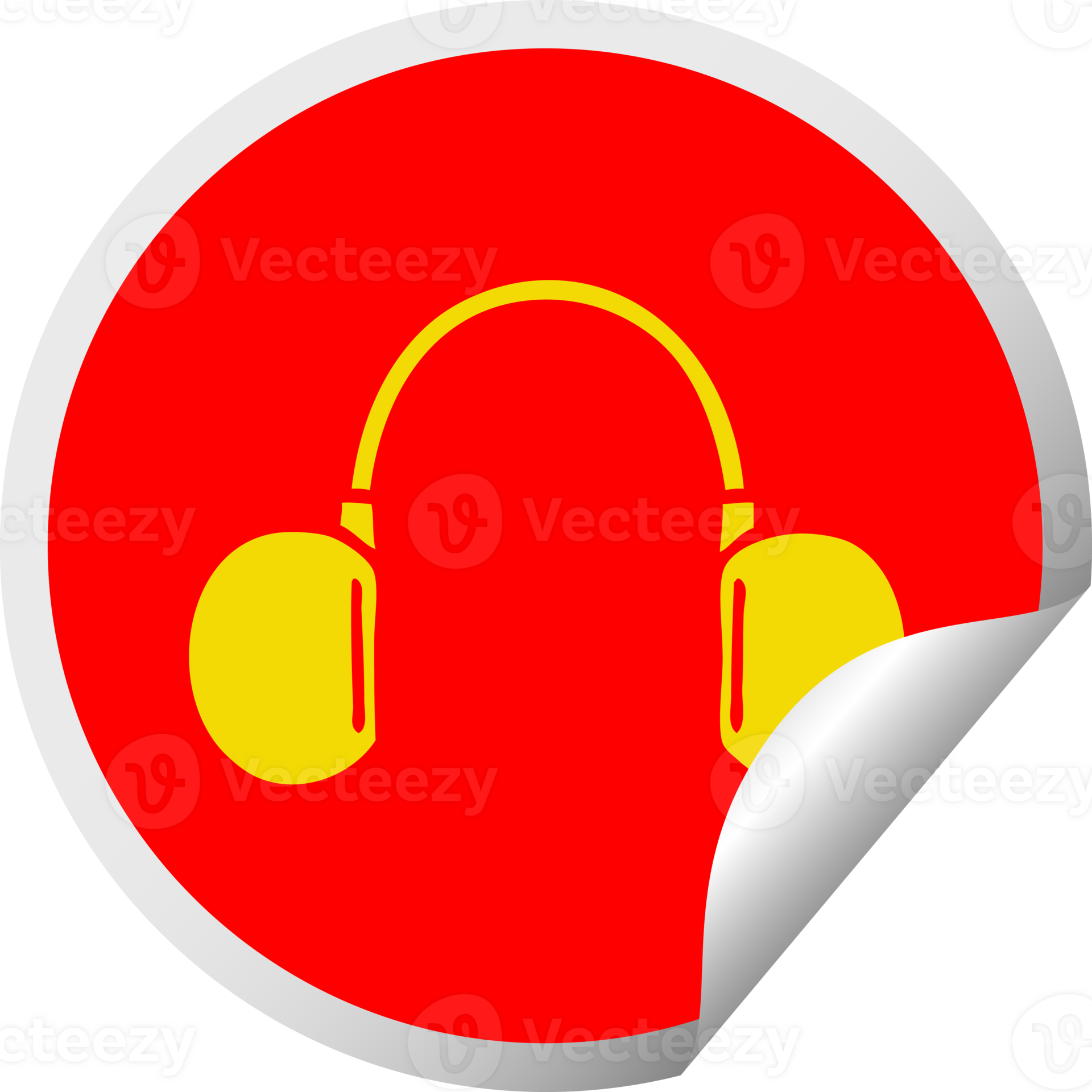 Circular Peeling Sticker Cartoon Of A Retro Headphone 39909718 Png