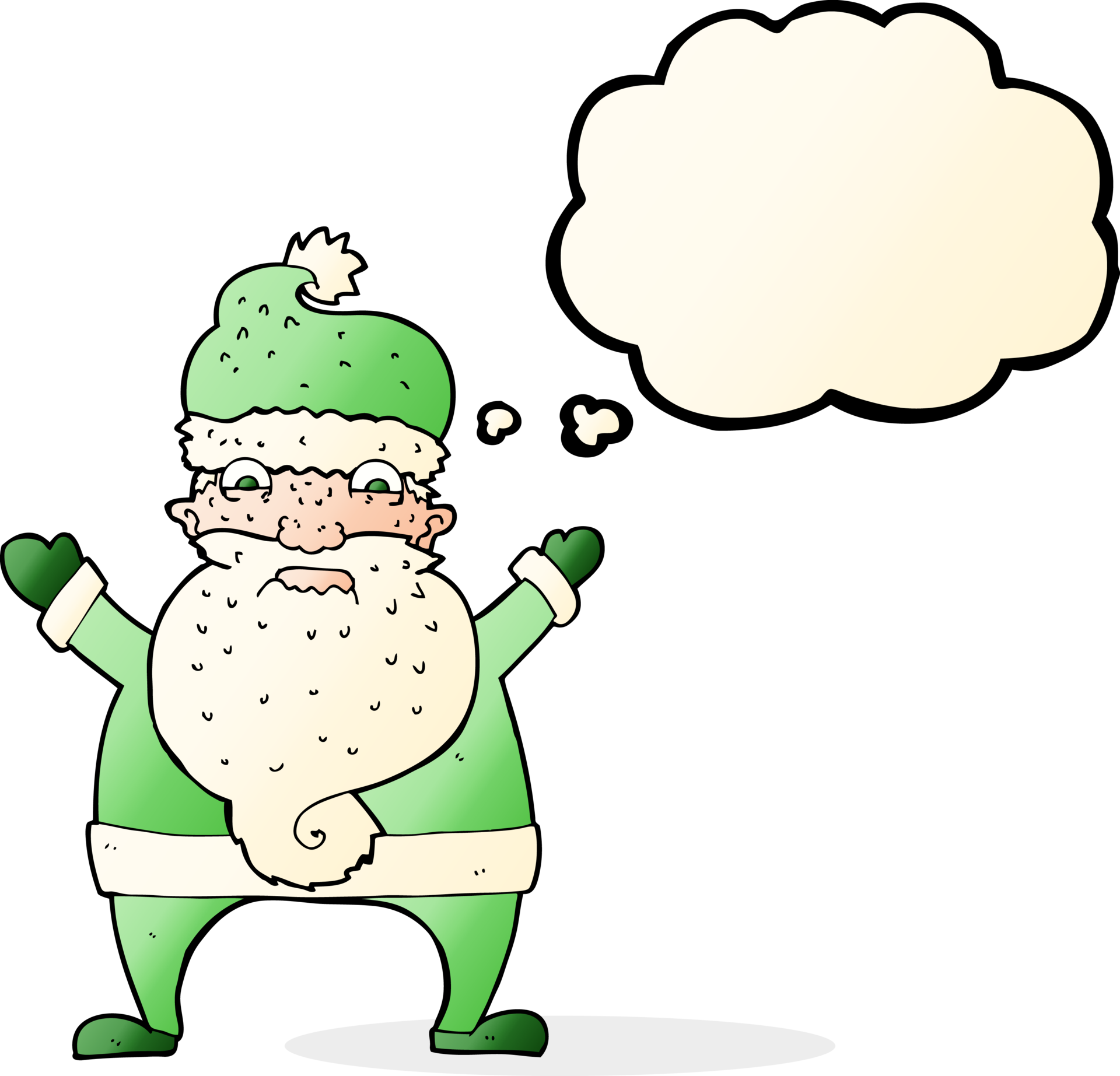 desenho animado estressado papai noel com balão de pensamento 39911150 PNG