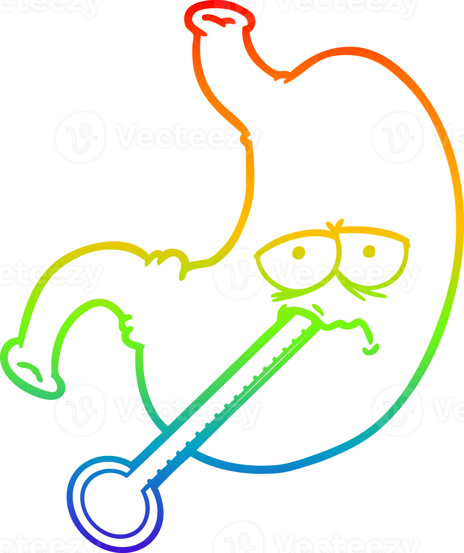 Rainbow Gradient Line Drawing Cartoon Upset Stomach 39912383 Png