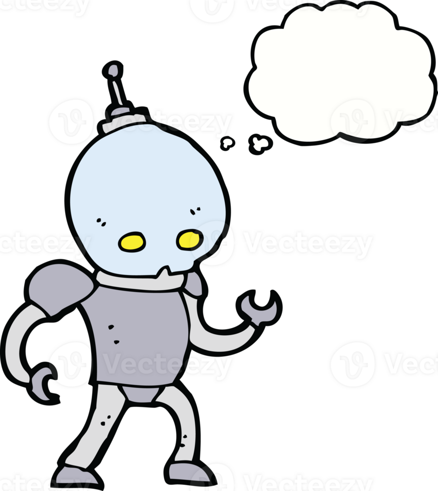 Cartoon Alien Robot With Thought Bubble 39912998 Png