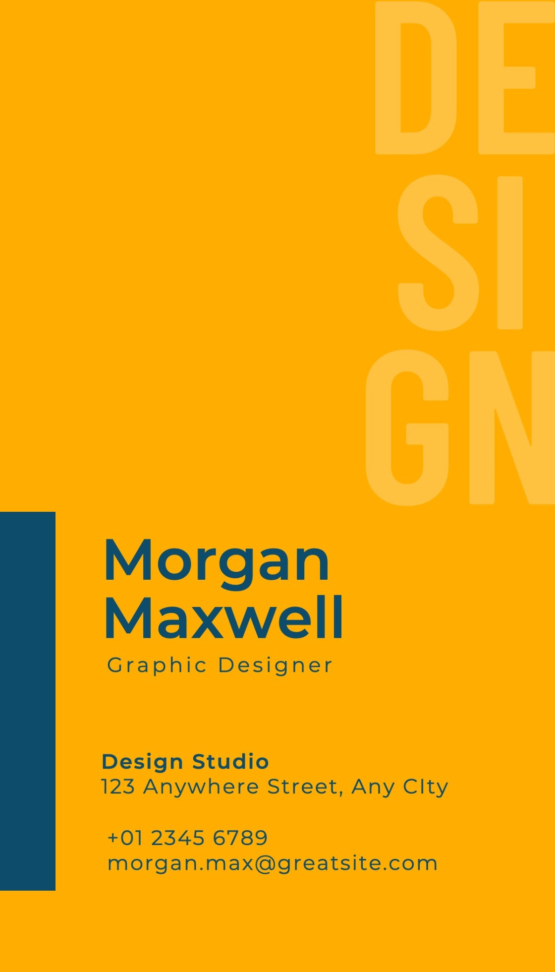 Blue and Yellow Minimalist Graphic Design Business Card Vertical ...