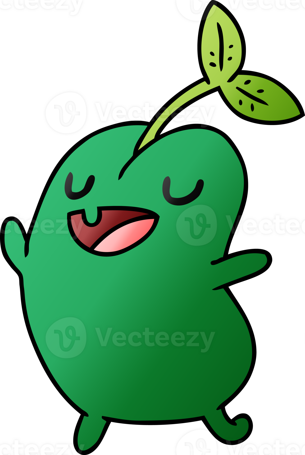 gradient cartoon kawaii cute sprouting bean 39915197 PNG