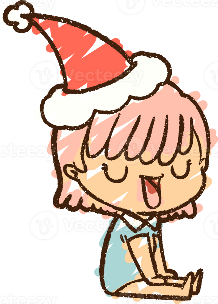 Christmas Woman Chalk Drawing 39916839 Png