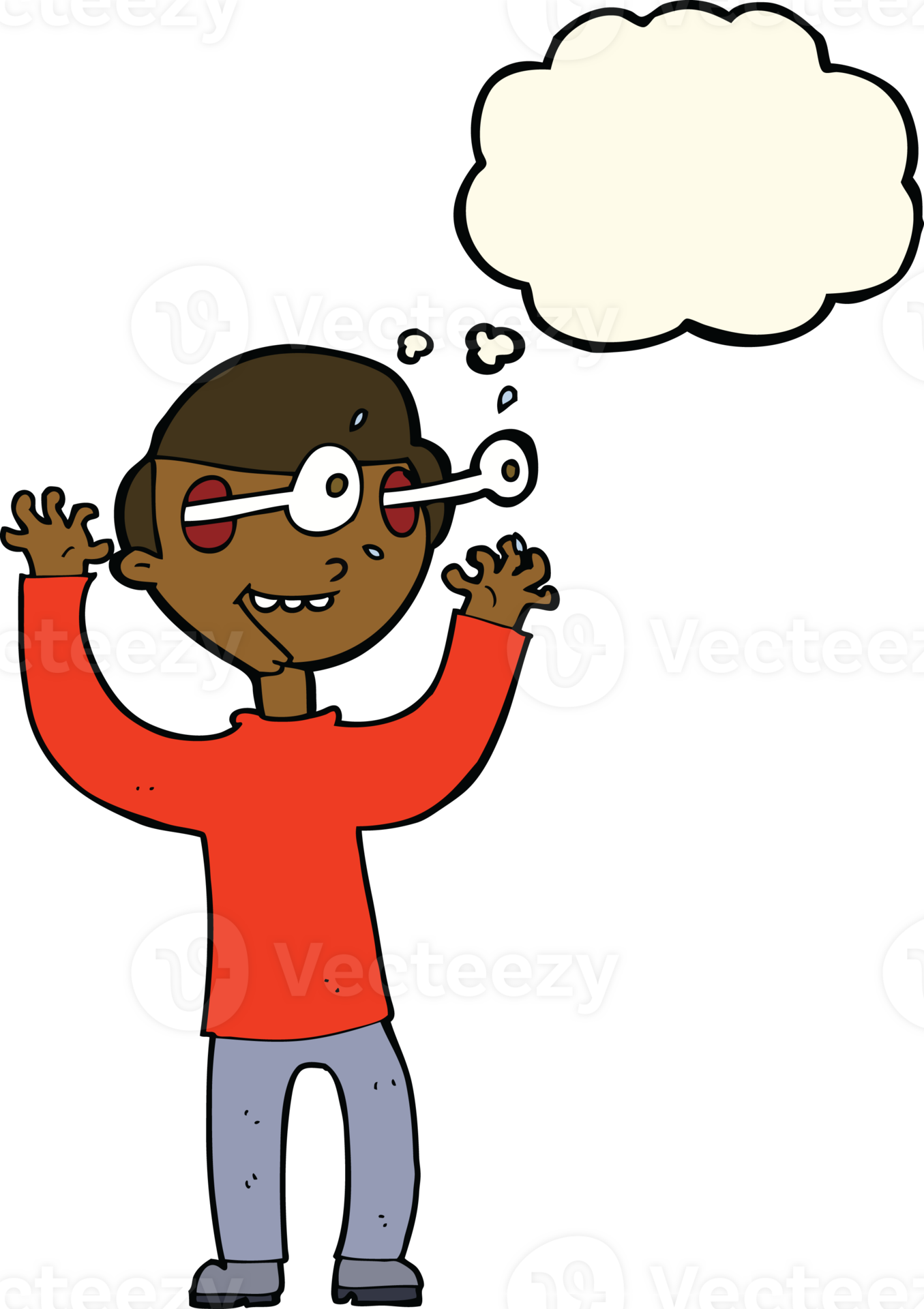 Cartoon Man With Popping Out Eyes With Thought Bubble 39916858 Png