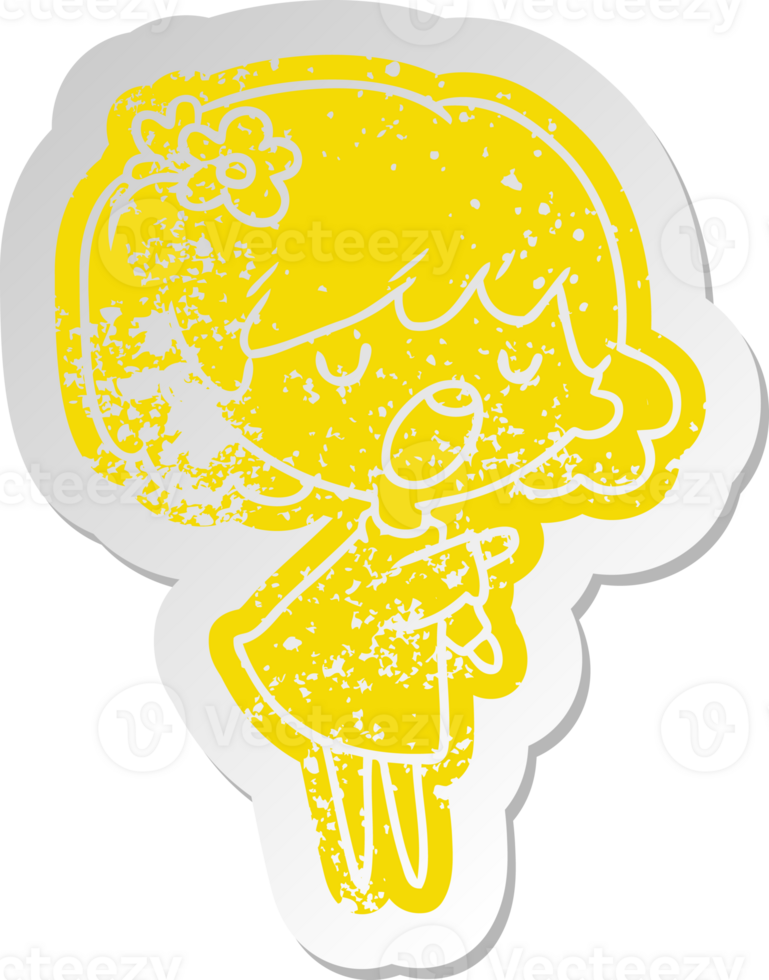 vieil autocollant en détresse d'une jolie fille kawaii 39918891 PNG vieil autocollant en détresse d'une jolie fille kawaii 39918891 PNG