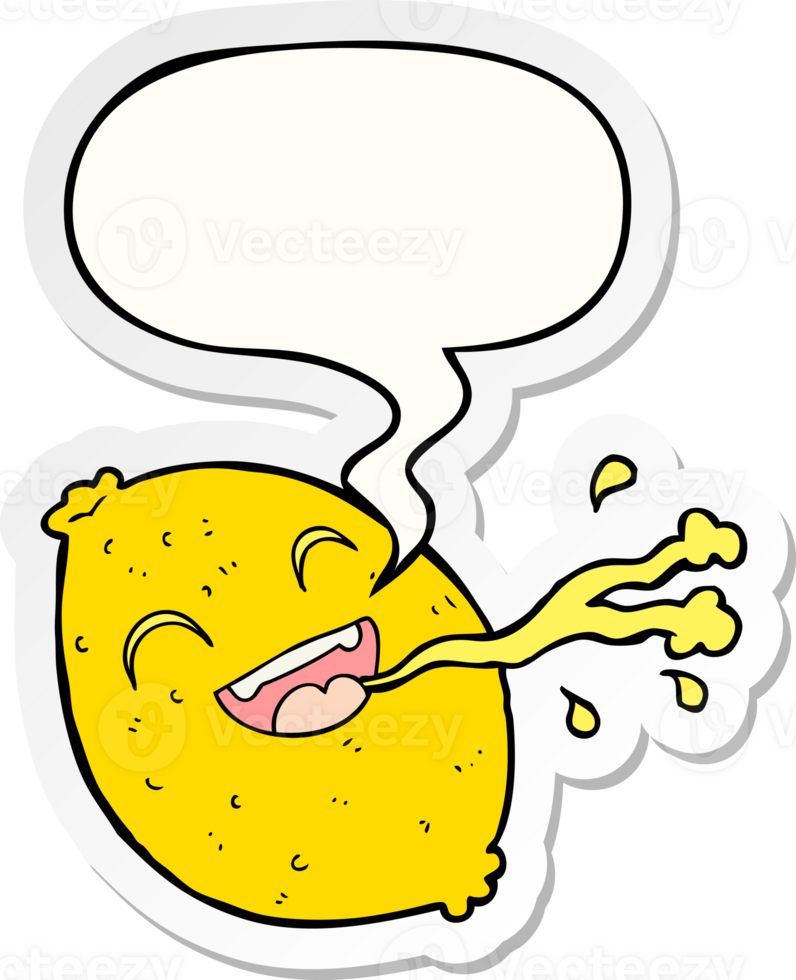 Cartoon Squirting Lemon And Speech Bubble Sticker 39919411 Png