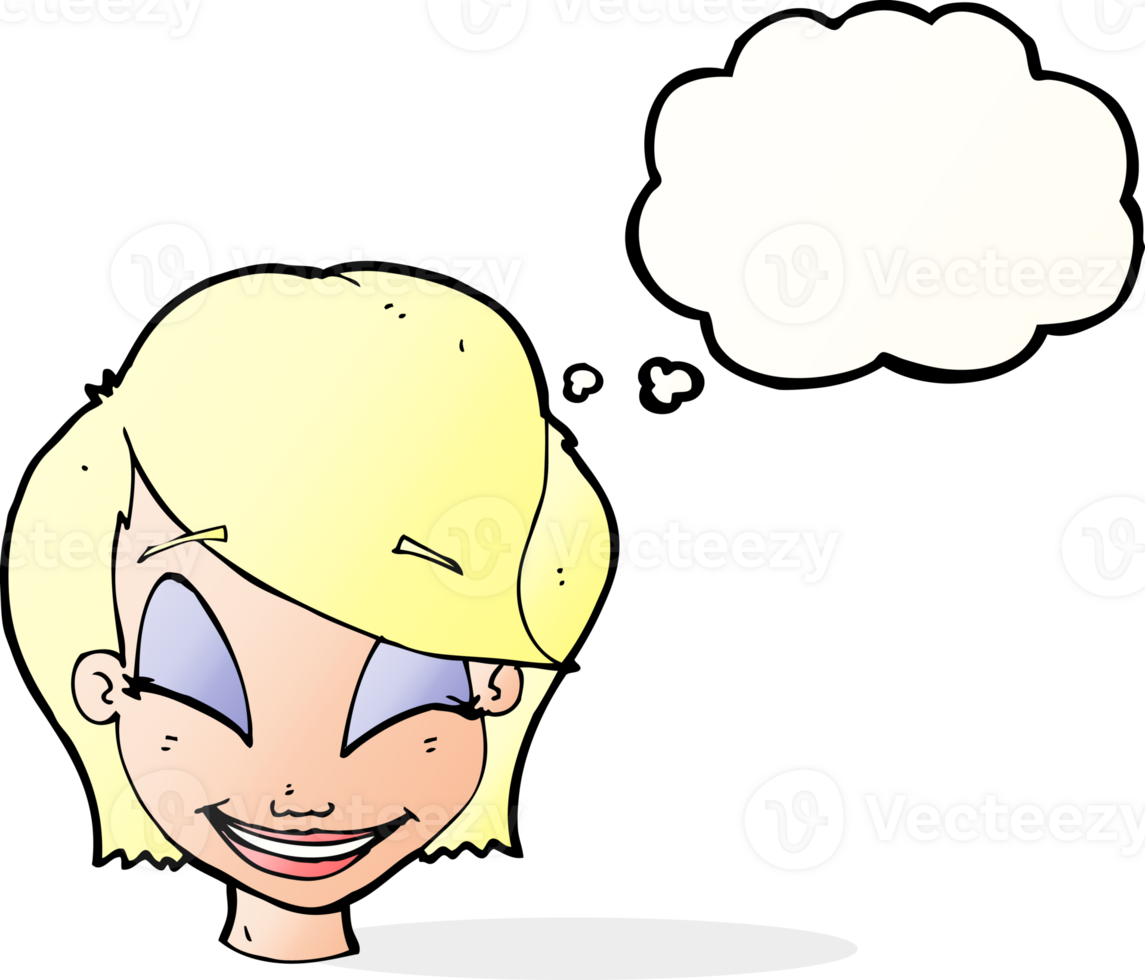 Cara De Mujer Bonita De Dibujos Animados Con Burbujas De Pensamiento 39919724 Png