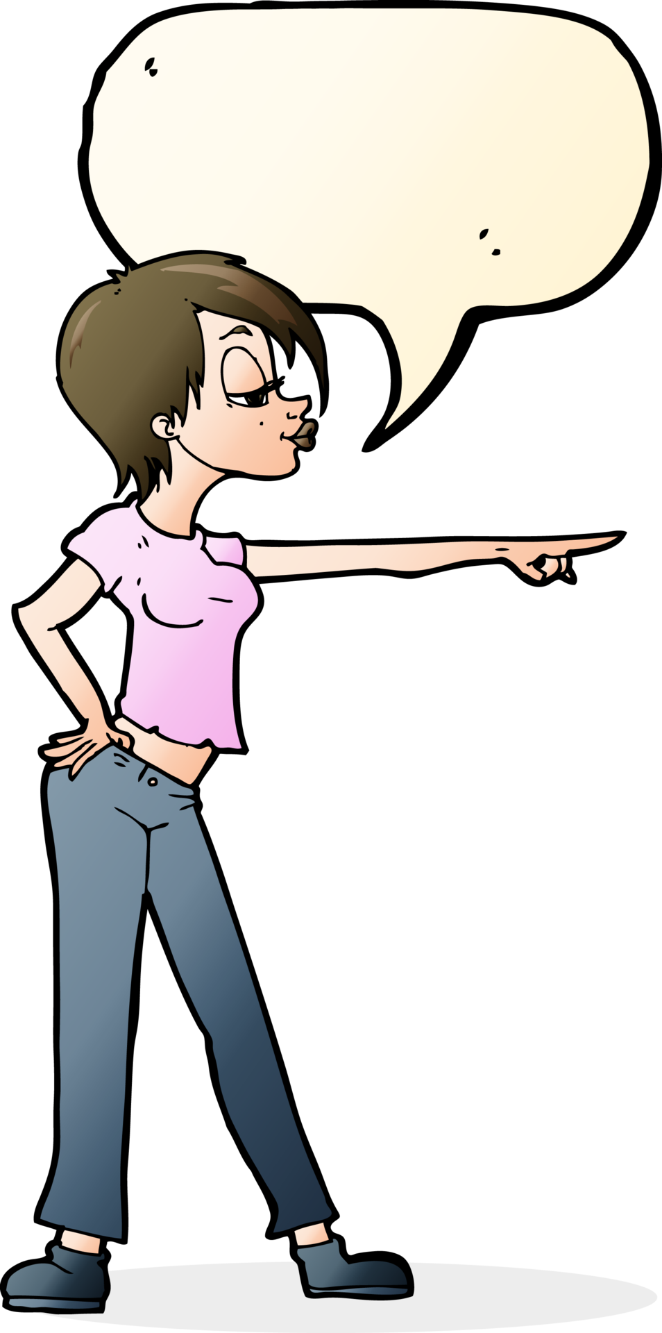 Cartoon Woman Pointing With Speech Bubble 39921862 Png