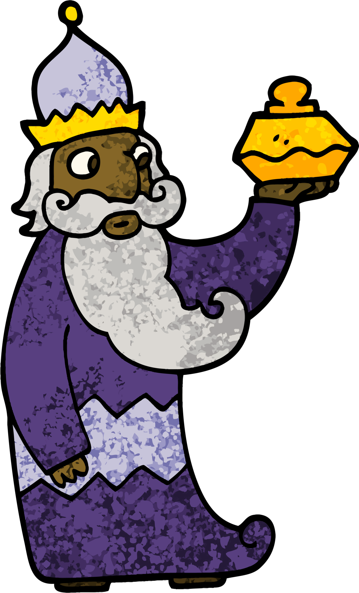 Uno De Los Tres Reyes Magos Dibujos Animados De Ilustración Con Textura Grunge 39923875 Png