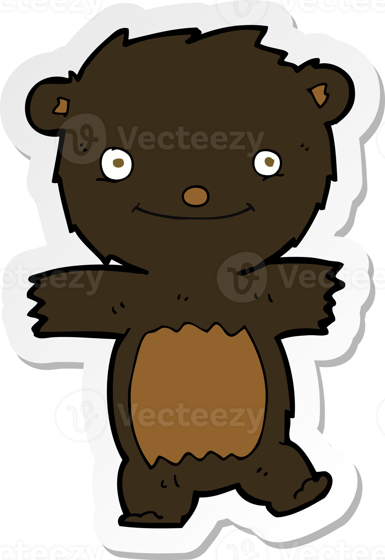 Sticker Of A Cartoon Black Bear Cub 39927187 Png